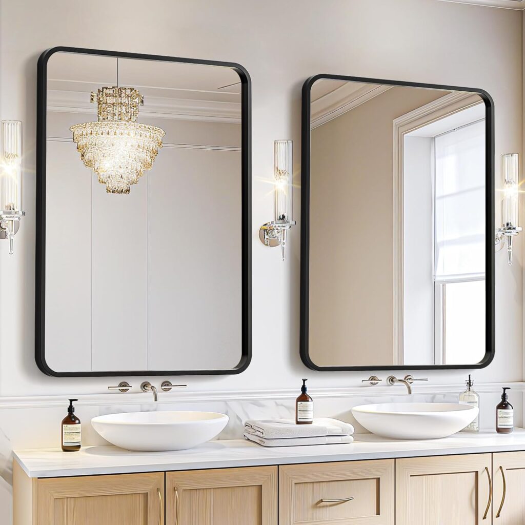 USHOWER 2-Pack Black Bathroom Mirrors Review - Fresh Space Decor
